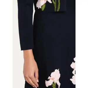Oscar De La Renta Iris Knit Jacquard Crop Cardigan