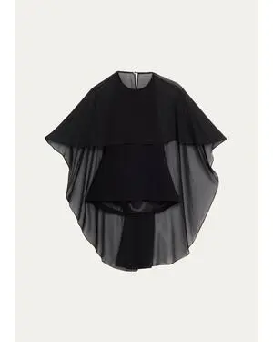 A.L.C. Adela Chiffon Cape Top - Black