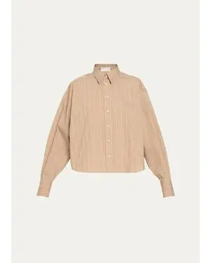 Brunello Cucinelli Triple Stripe Techno Cotton Long-sleeve Button-down Shirt