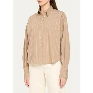 Brunello Cucinelli Triple Stripe Techno Cotton Long-sleeve Button-down Shirt