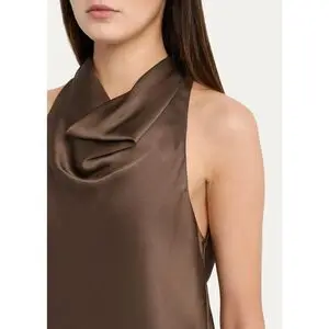 Brunello Cucinelli Fluid Silk Satin Cowl Halter Top