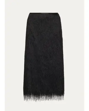 A.L.C. Phoebe Fringed Midi Skirt - Black