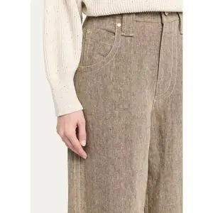 Brunello Cucinelli Rustic Linen Wide-leg Cuffed Pants