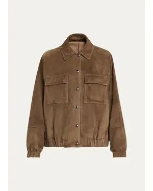 Brunello Cucinelli Couture Suede Collared Jacket - Medium Brown