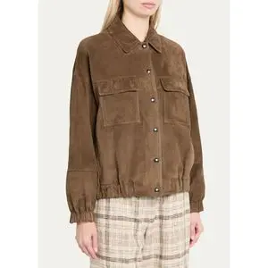 Brunello Cucinelli Couture Suede Collared Jacket