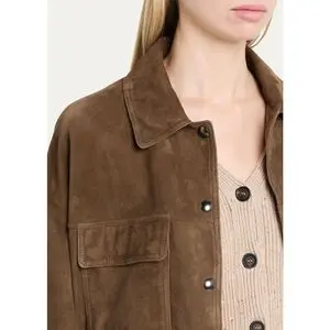 Brunello Cucinelli Couture Suede Collared Jacket