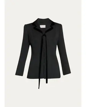 THE ROW Celinde Velvet-trim Stretch Wool Single-breasted Jacket - Black