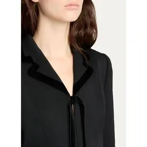 THE ROW Celinde Velvet-trim Stretch Wool Single-breasted Jacket