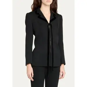 THE ROW Celinde Velvet-trim Stretch Wool Single-breasted Jacket