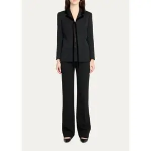 THE ROW Celinde Velvet-trim Stretch Wool Single-breasted Jacket