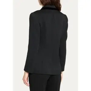 THE ROW Celinde Velvet-trim Stretch Wool Single-breasted Jacket