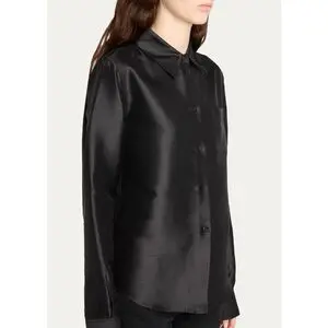 THE ROW Katune Silk Mikado Button-down Shirt