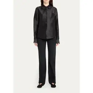 THE ROW Katune Silk Mikado Button-down Shirt