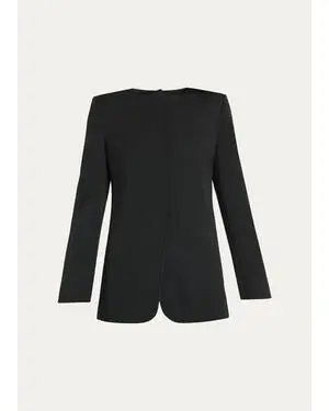 THE ROW Ihami Single-breasted Wool Collarless Jacket - Black