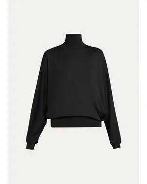 THE ROW Leith Turtleneck Knit Top - Black