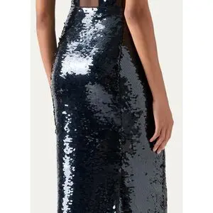 Akris Sleeveless Sequined Tulle Illusion Cutout Column Gown