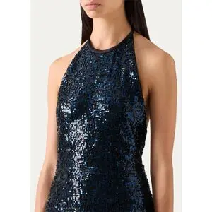 Akris Sequined Tulle Halter Slit Gown