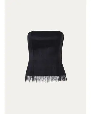 Akris Strapless Horsehair Fringe Bustier Top
