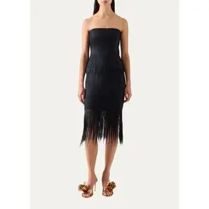 Akris Strapless Horsehair Fringe Bustier Top