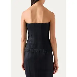 Akris Strapless Horsehair Fringe Bustier Top