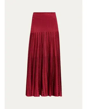 Ulla Johnson Lilah Eyelet Degrade Midi Skirt - Garnet