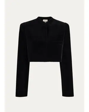 Khaite Samo Velvet Single-breasted Crop Jacket - Black