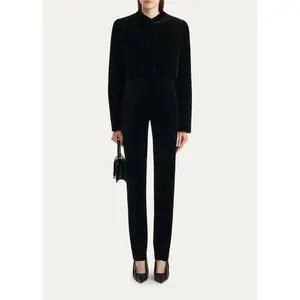 Khaite Samo Velvet Single-breasted Crop Jacket