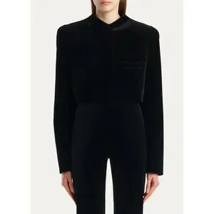Khaite Samo Velvet Single-breasted Crop Jacket