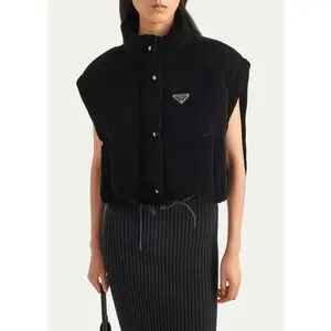 Prada Velvet Detachable-sleeve Down Jacket