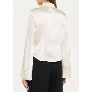 Cinq À Sept Bow Petra Silk Button-front Top
