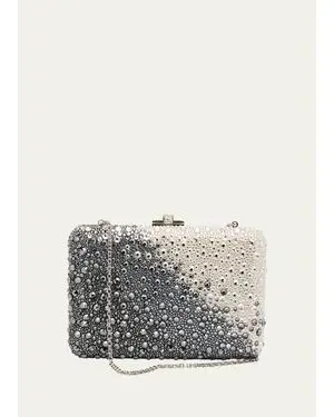Judith Leiber Slim Slide Ombre Crystal Clutch Bag - Silver