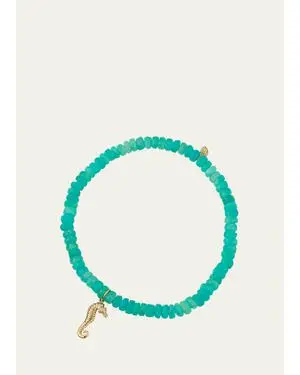 SYDNEY EVAN 14k Yellow 0.009 Tcw Diamond & Ethiopian Opal Seahorse Charm Bracelet - Gold