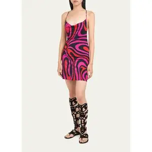 Emilio Pucci Marmo Jersey Satin Cowl-neck Backless Mini Dress