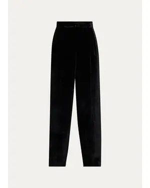 Stella McCartney Pleated Velvet Straight-leg Pants - Black