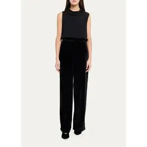 Stella McCartney Pleated Velvet Straight-leg Pants