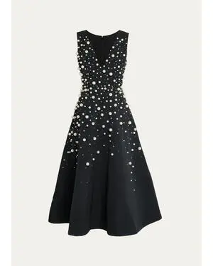 Prabal Gurung Degrade Embellished Sleeveless Midi Dress - Black