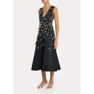 Prabal Gurung Degrade Embellished Sleeveless Midi Dress