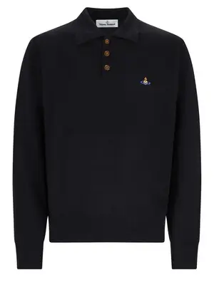 VIVIENNE WESTWOOD Polo "mark" In Maglia Di Lana - Black