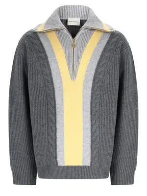 Drole De Monsieur Maglia In Lana E Cashmere Con Zip - Grey
