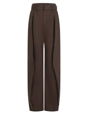 LEMAIRE Pantalone Barrel In Misto Twill Di Cotone - Brown