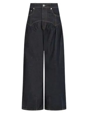 GANNI Jeans A Corsetto In Denim Testurizzato - Blue