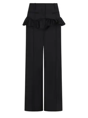 GANNI Pantalone In Lana Calandrata - Black