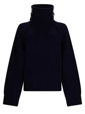 GANNI Maglia In Lana A Coste - Blue