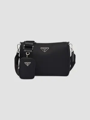 Prada Re-nylon And Saffiano Leather Shoulder Bag - Black