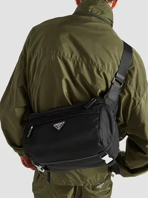 Prada Re-nylon And Saffiano Leather Shoulder Bag - Black