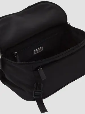 Prada Re-nylon And Saffiano Leather Shoulder Bag - Black