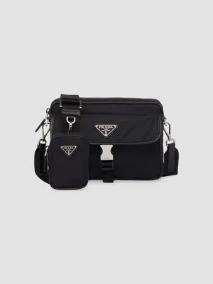 Prada Re-nylon And Saffiano Leather Shoulder Bag - Black
