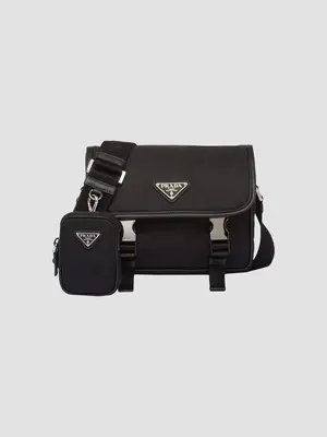 Prada Re-nylon And Saffiano Leather Shoulder Bag - Black