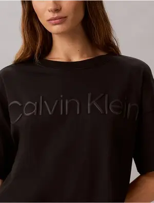 Calvin Klein Boxy Crop Puff Graphic Logo Tee - Black