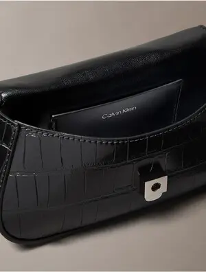 Calvin Klein Croc Embossed Crossbody Bag - Black